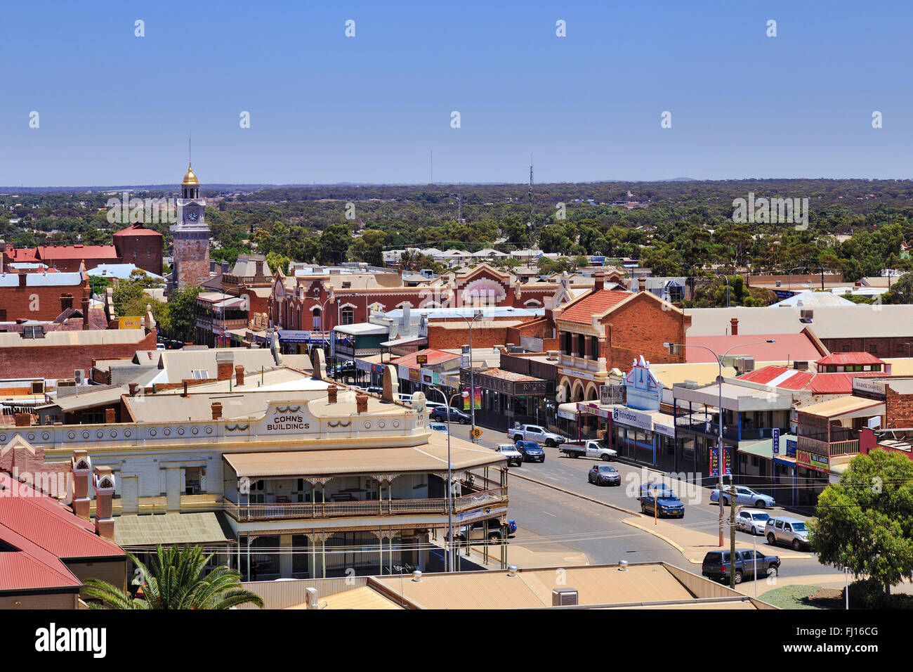 KALGOORLIE, AUSTRALIA -JAN 14: Areial view of the main avenue of the ...