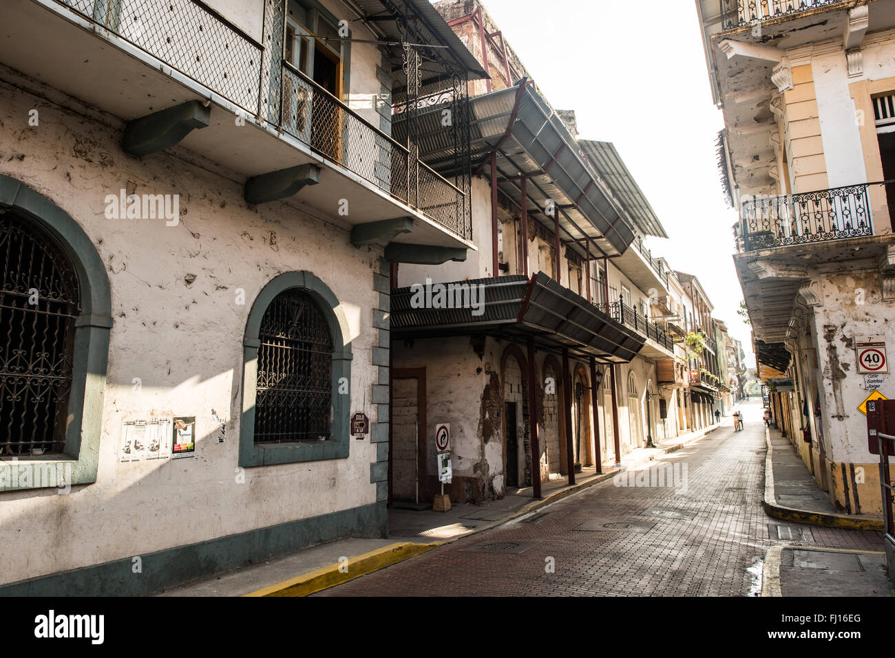 PANAMA CITY, Panama--Buildings and Spanish colonial architecture on the ...