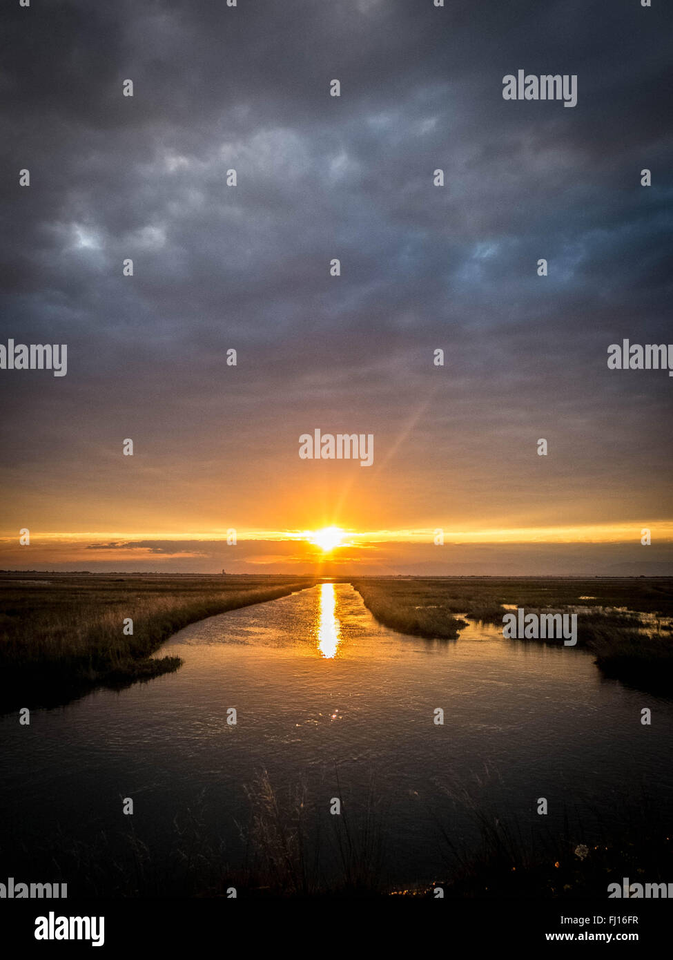 Lagoon Sunset Swamp Stock Photo - Alamy