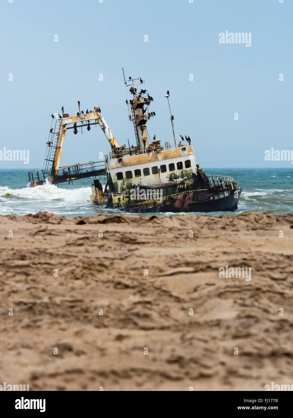 Namibia, Dorob National Park, Henties Bay, ship wreck of stranded Zeila ...