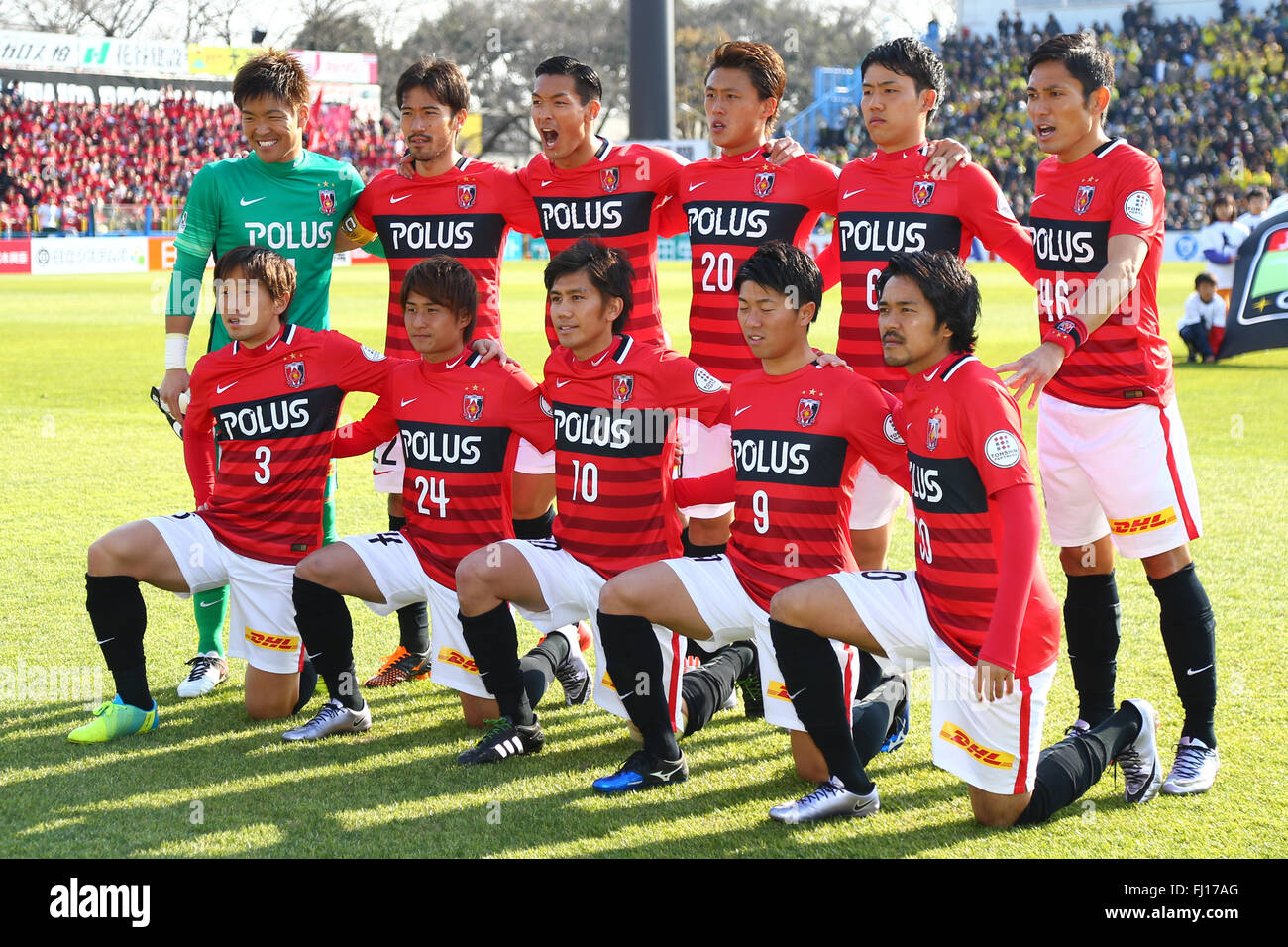 Hitachi Kashiwa Stadium, Tokyo, Japan. 27th Feb, 2016. Urawa Reds team ...