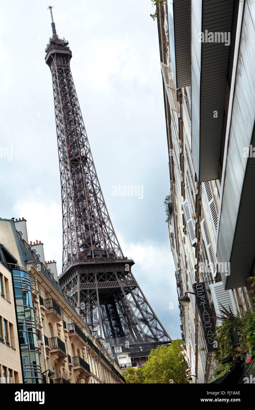 Eiffel Tower viewed from busy Paris street Stock Photo - Alamy