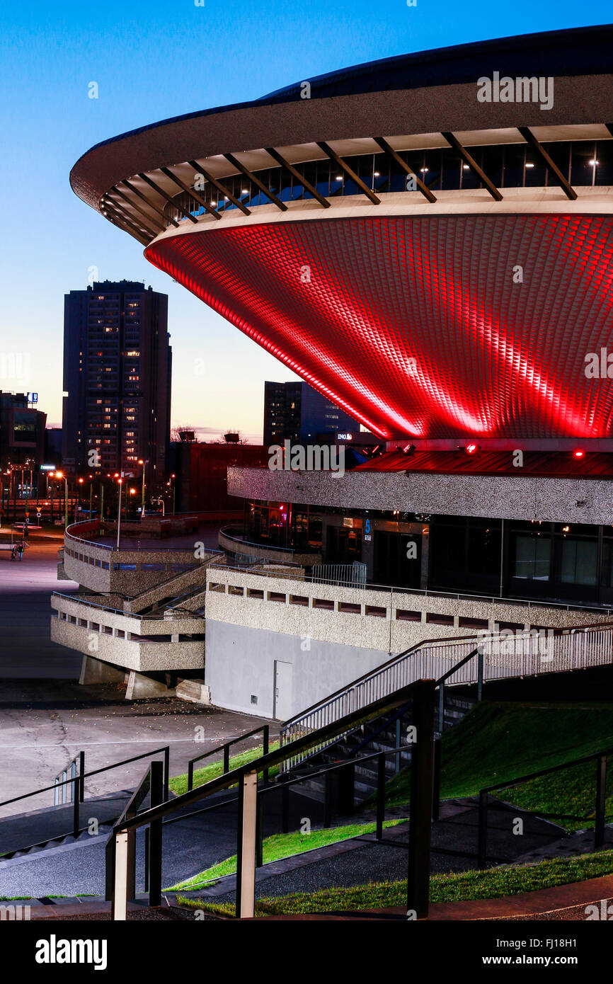Spodek - a multipurpose arena complex in Katowice, Poland. Tourists ...