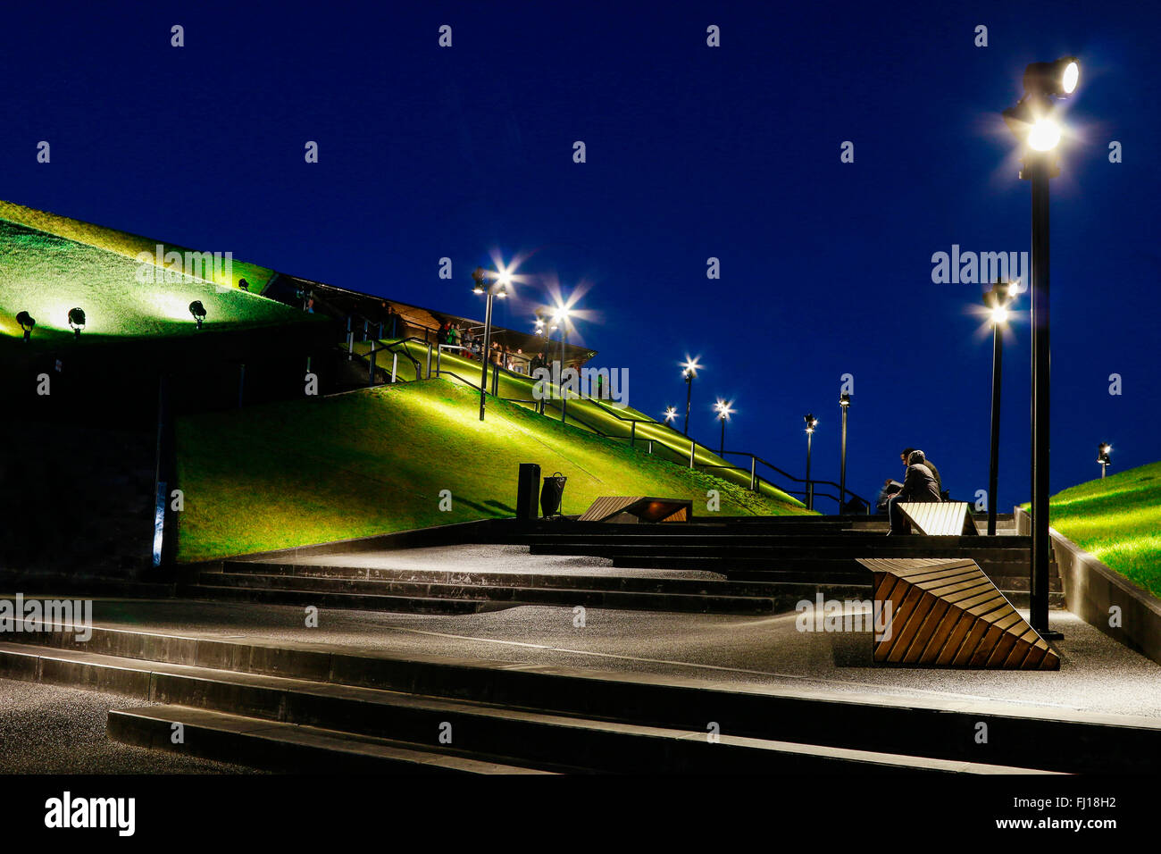 Spodek - a multipurpose arena complex in Katowice, Poland. Tourists ...
