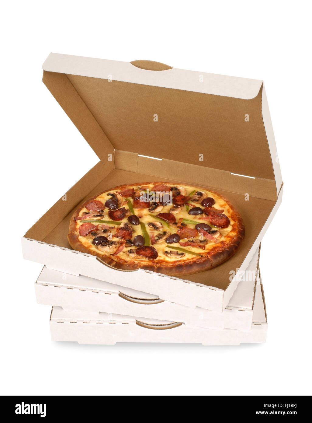 Pile of pizza boxes Cut Out Stock Images & Pictures - Alamy