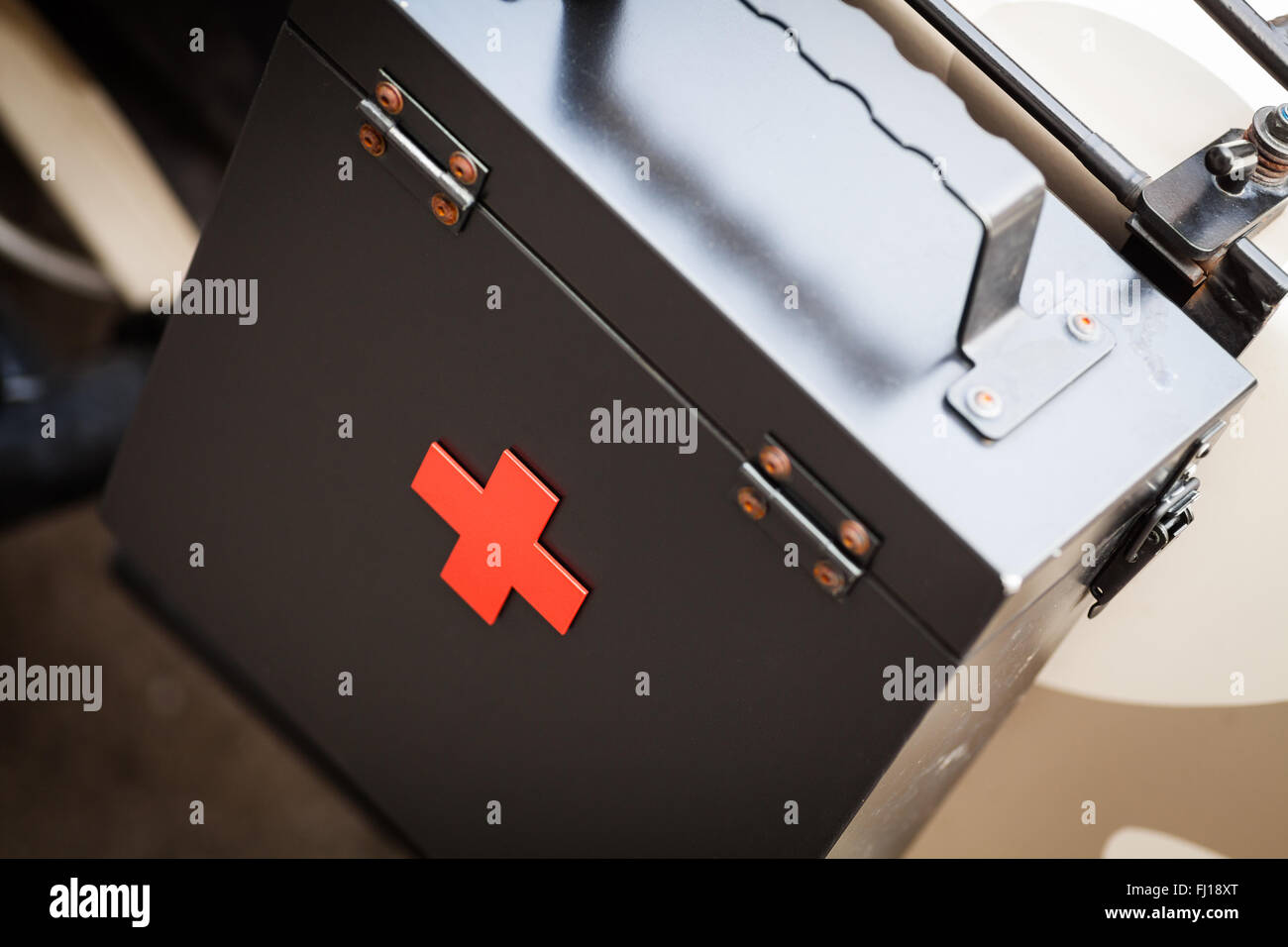 Color image of a metal first aid black box Stock Photo - Alamy