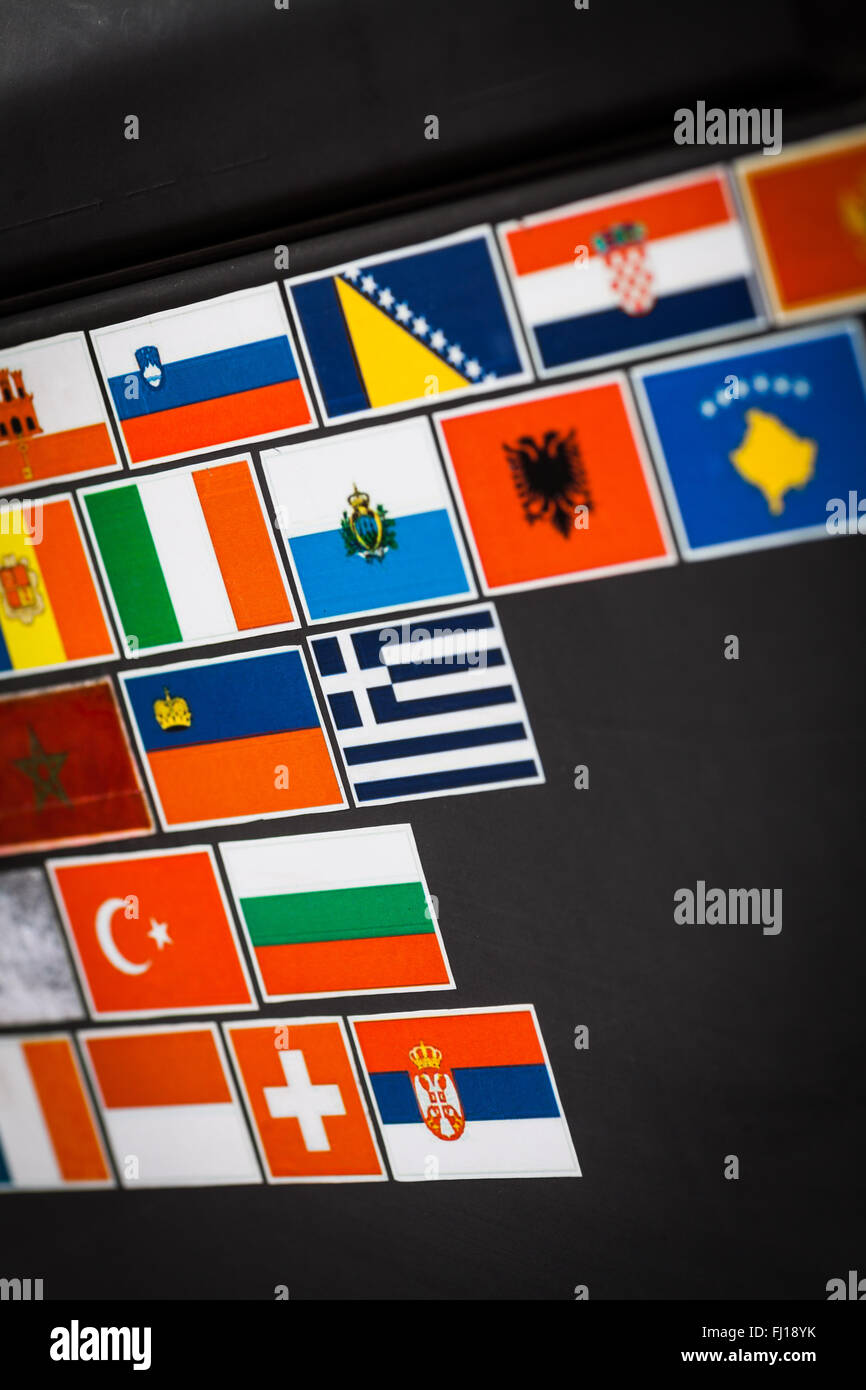 Color image of many country flags stickers Stock Photo - Alamy