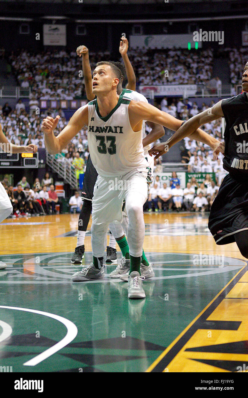 Honolulu, Hawaii, USA. 27th Feb, 2016. Hawaii Rainbow Warriors forward ...