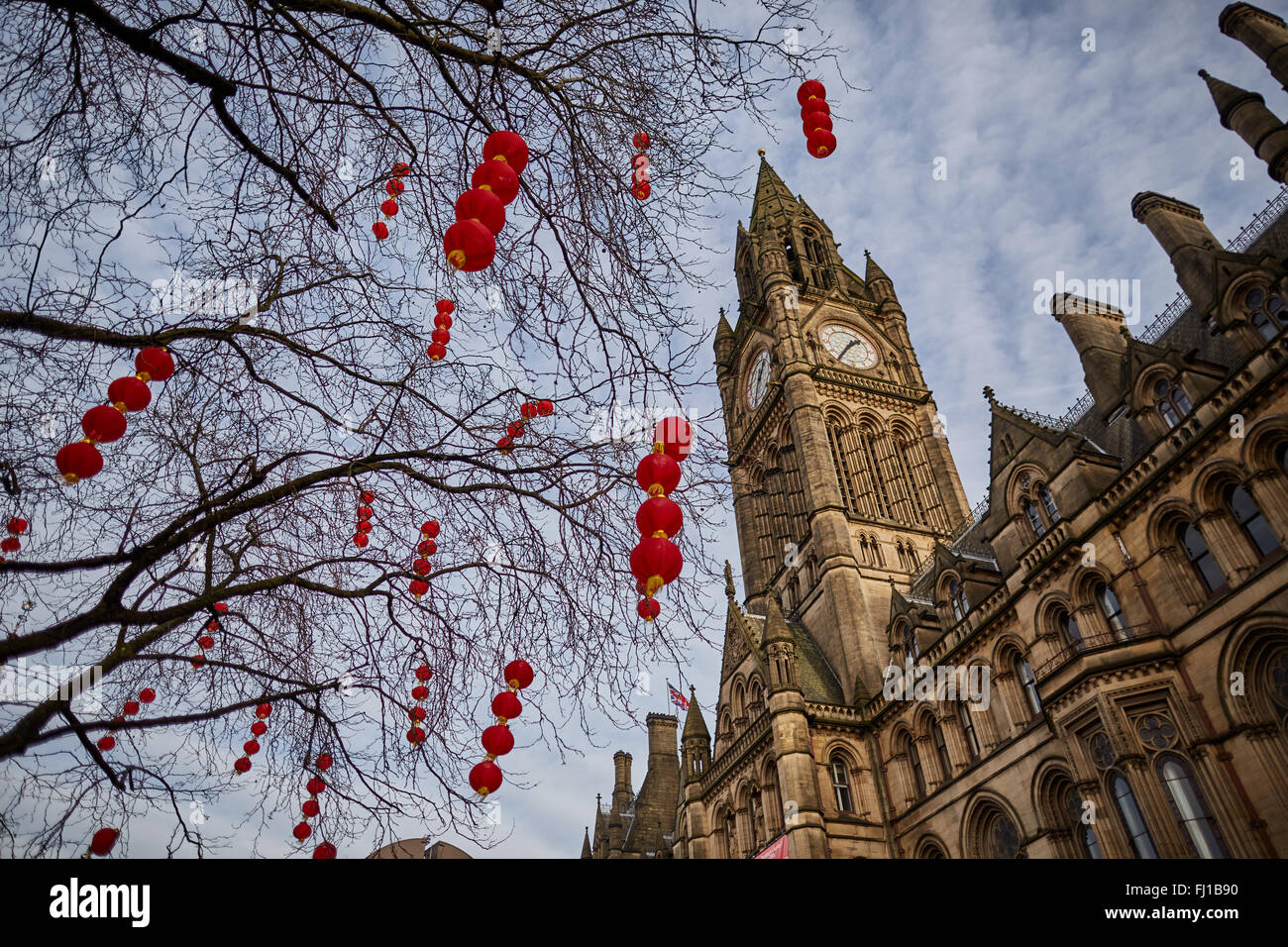 Manchester Town Hall landmark gothic building in Albert Square Red ...