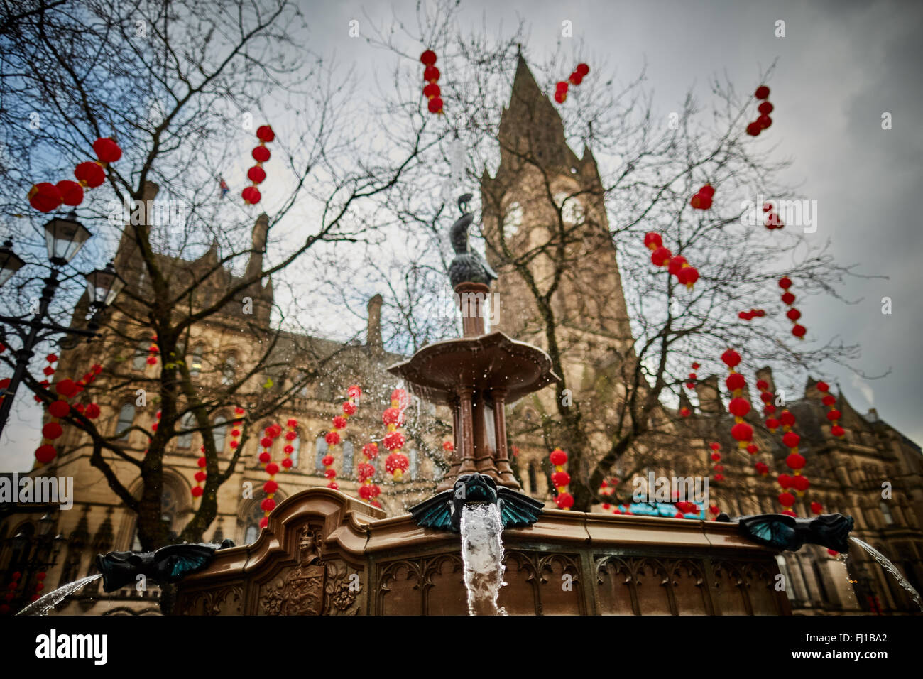 Manchester Town Hall landmark gothic building in Albert Square Red ...