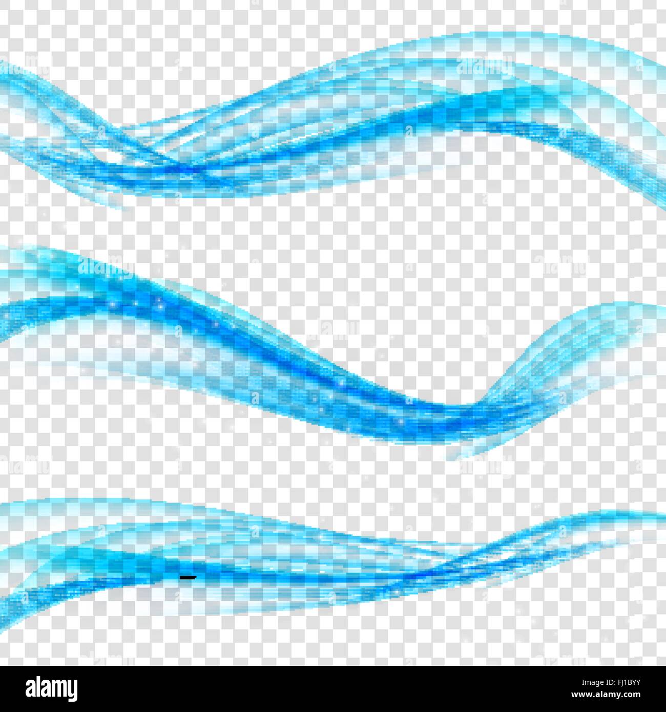 Abstract Blue Wave Set on Transparent Background. Vector Illustration ...