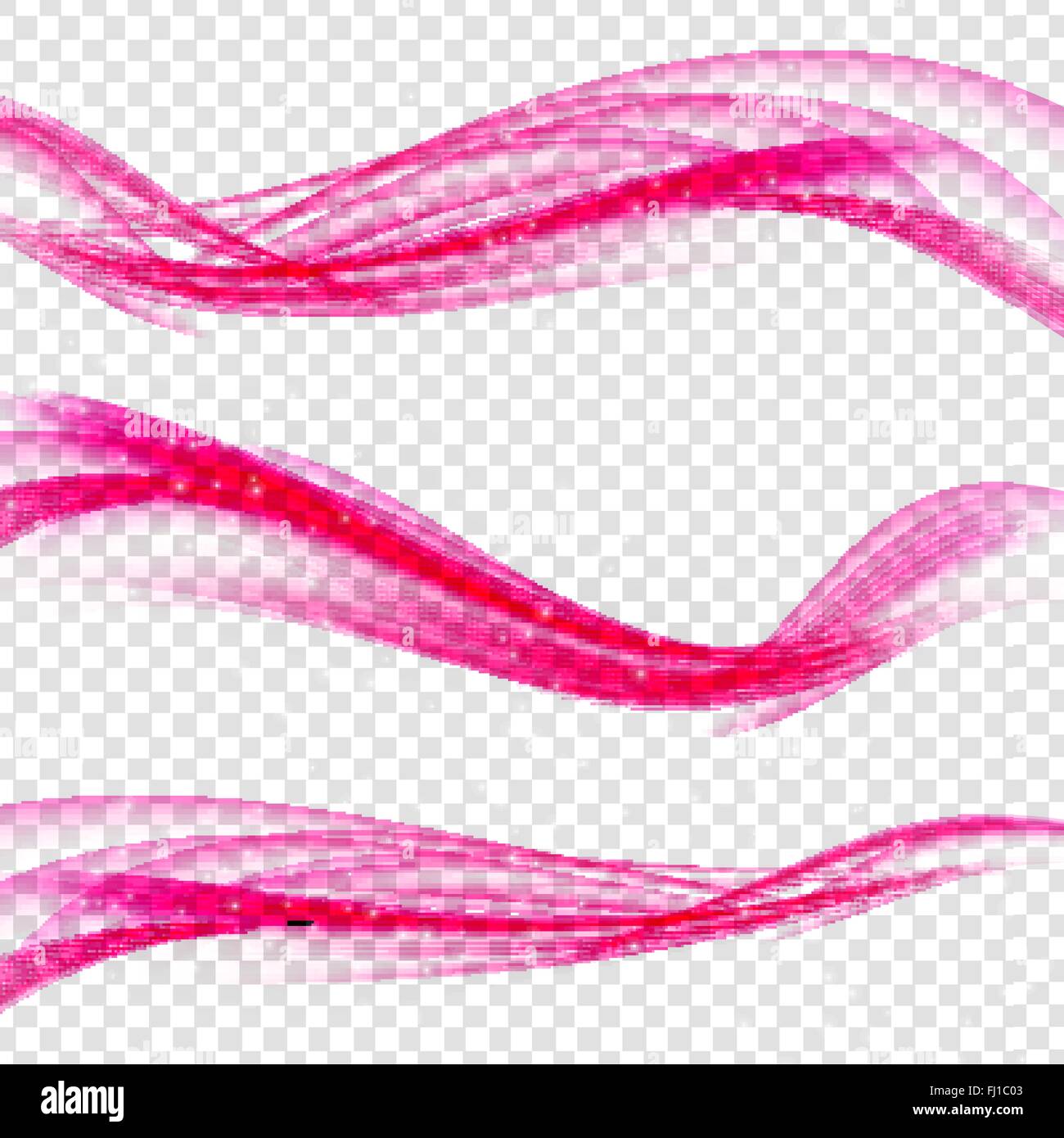 Abstract Pink Wave Set on Transparent Background. Vector Illust Stock ...