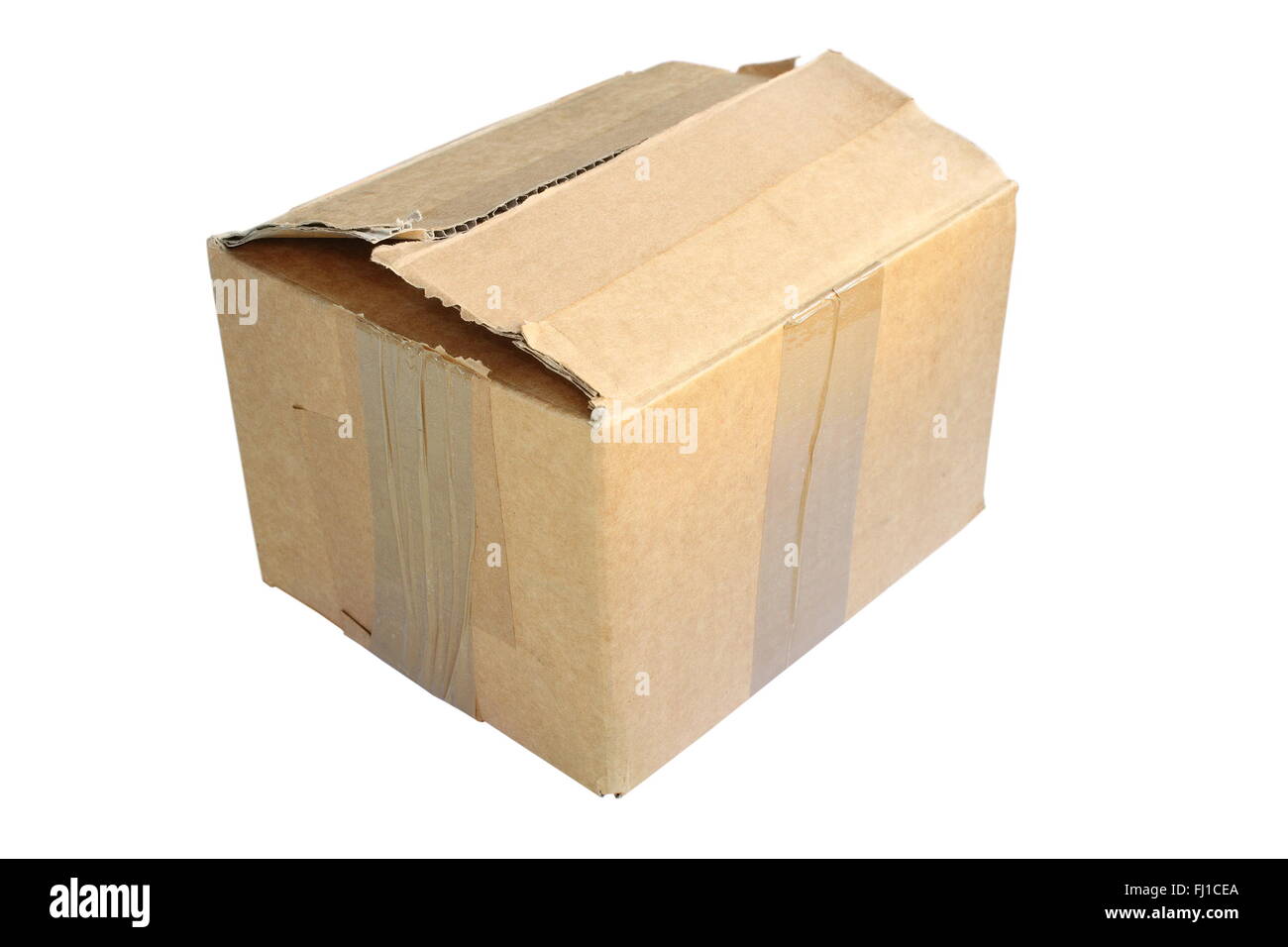 old used carton box isolated over white background Stock Photo - Alamy