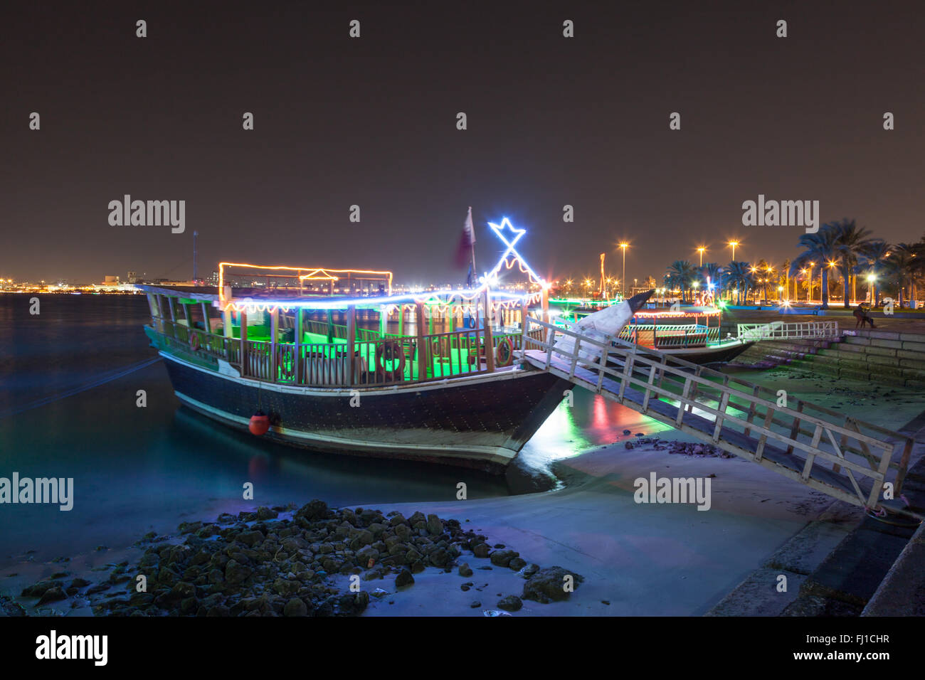Cruise dhow in Doha, Qatar Stock Photo - Alamy
