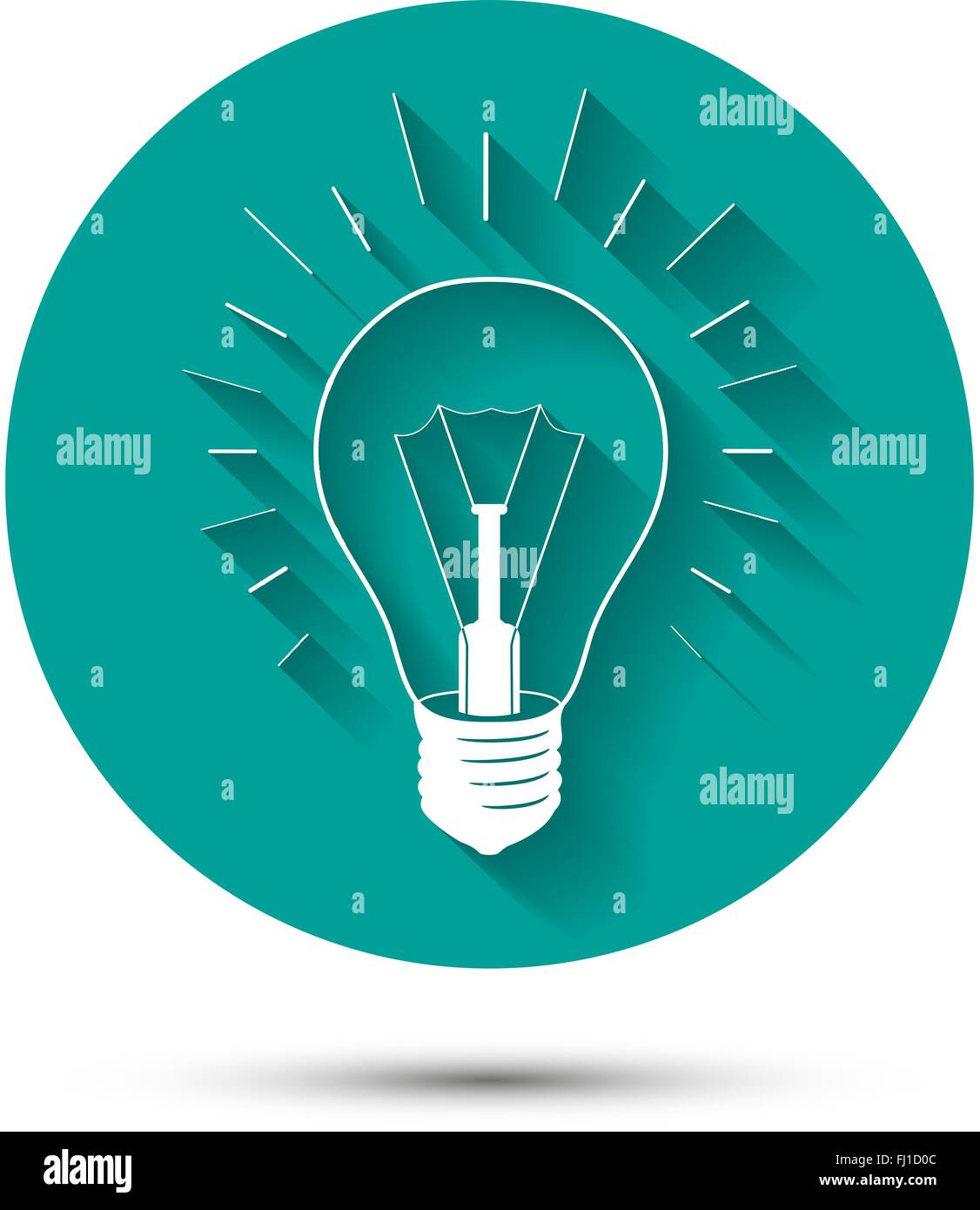 light bulb, idea icon on green background with shadow Stock Vector ...