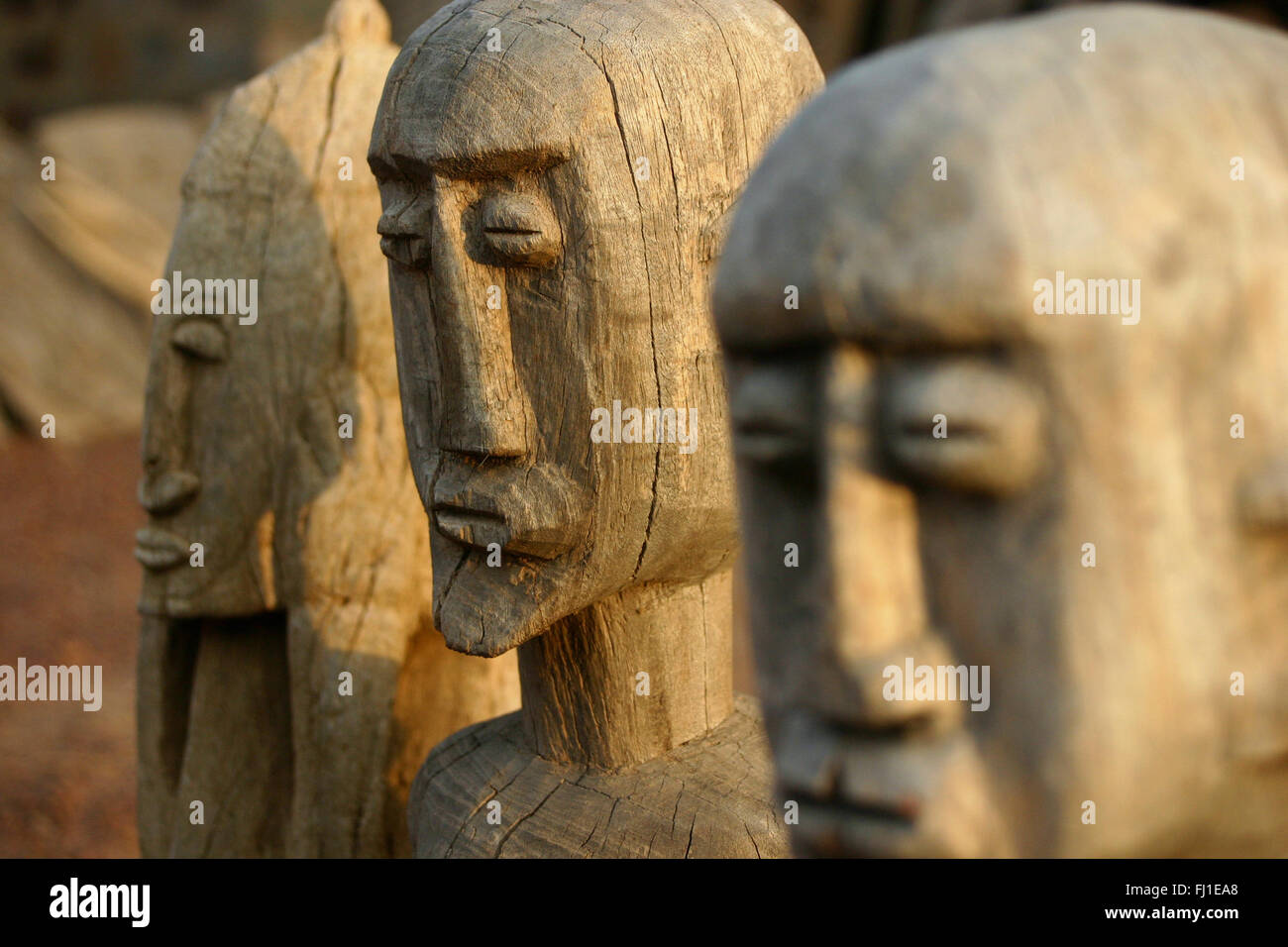 Wooden statue of Dogon ancestors in Dogon country plateau , Mali ...