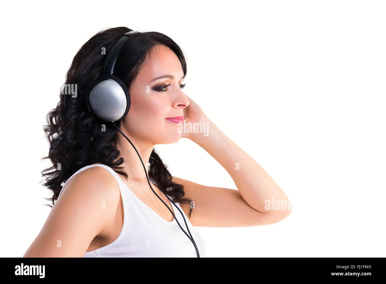 Woman wearing headphones hi-res stock photography and images - Alamy