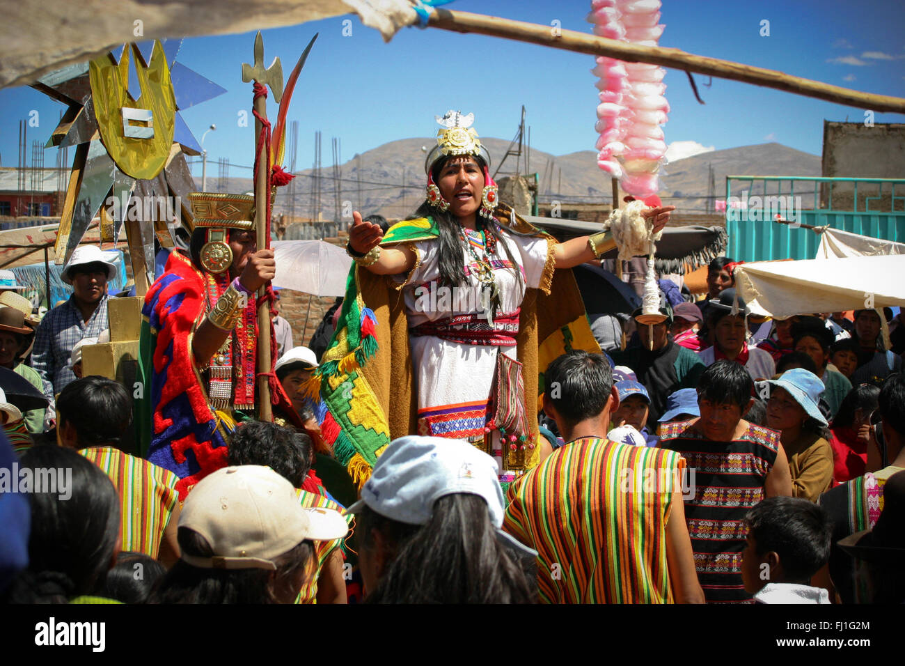 Crowd during Lake Titicaca festival in Puno, Peru Stock Photo - Alamy