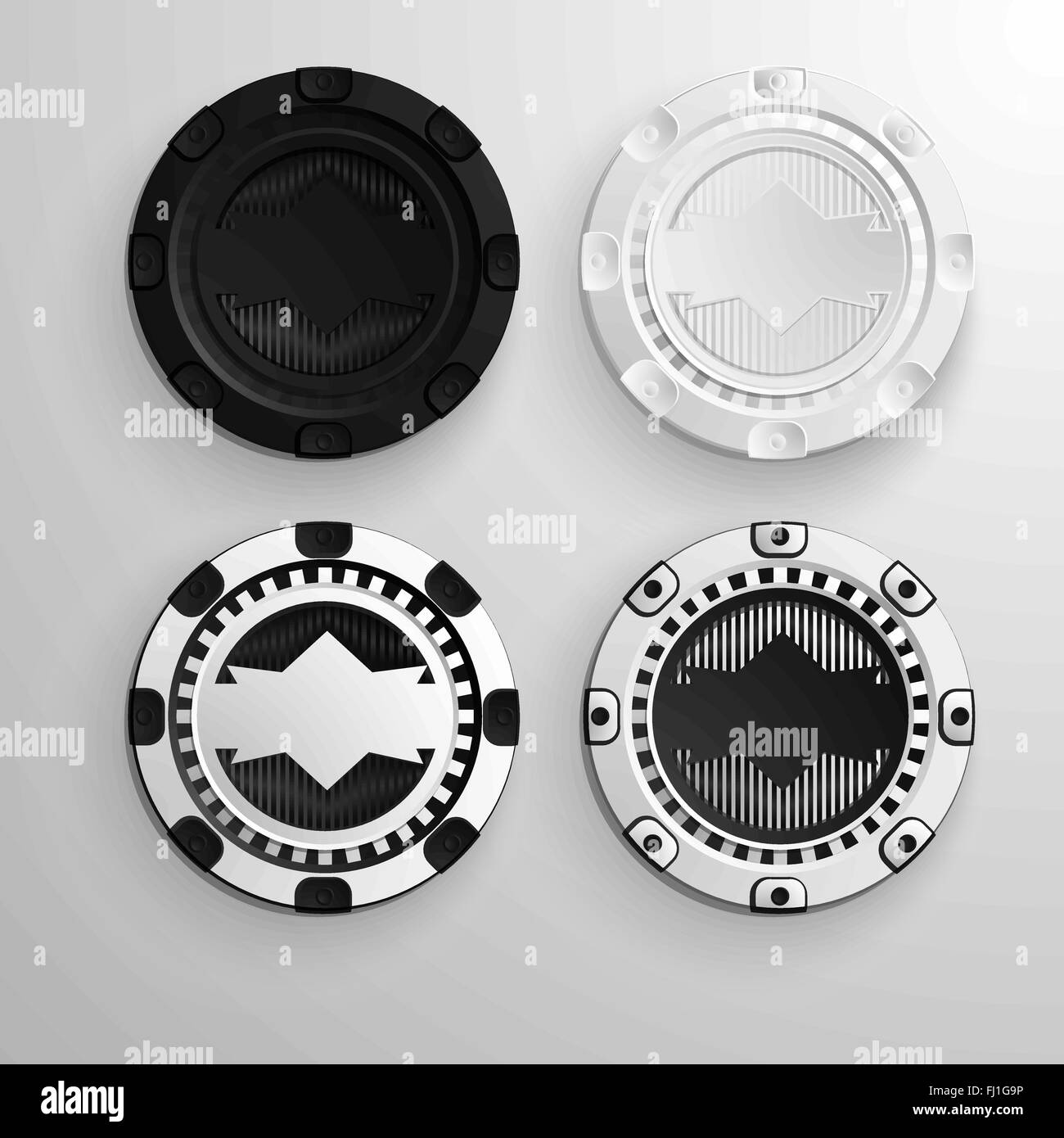 Poker black and white chips set. Vector illustration Stock Vector Image ...