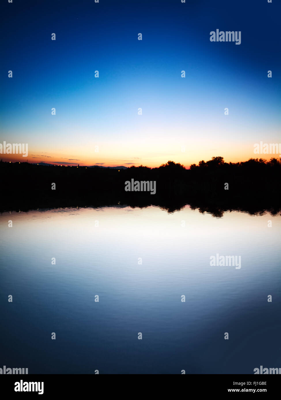 blue sunset at the lake Stock Photo - Alamy