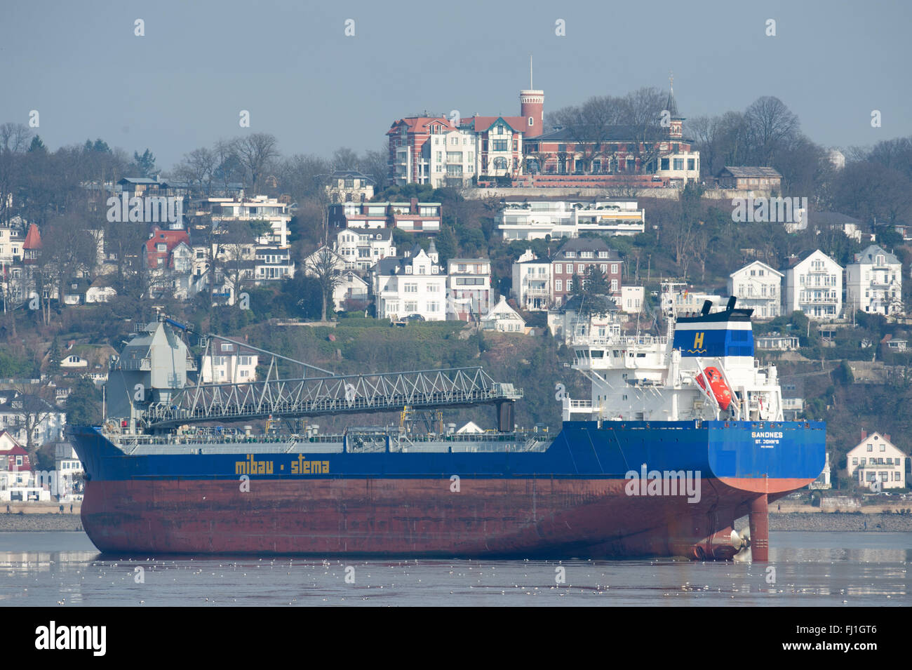 Hamburg, Germany. 28th Feb, 2016. The freighter 'Sandnes' aground on ...
