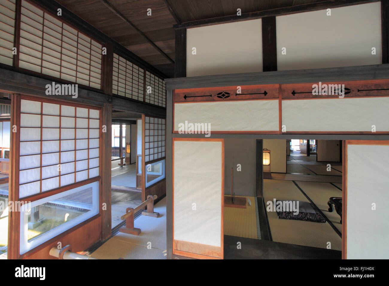 Japan, Kumamoto, Hosokawa Gyobu-tei, samurai residence, interior Stock ...