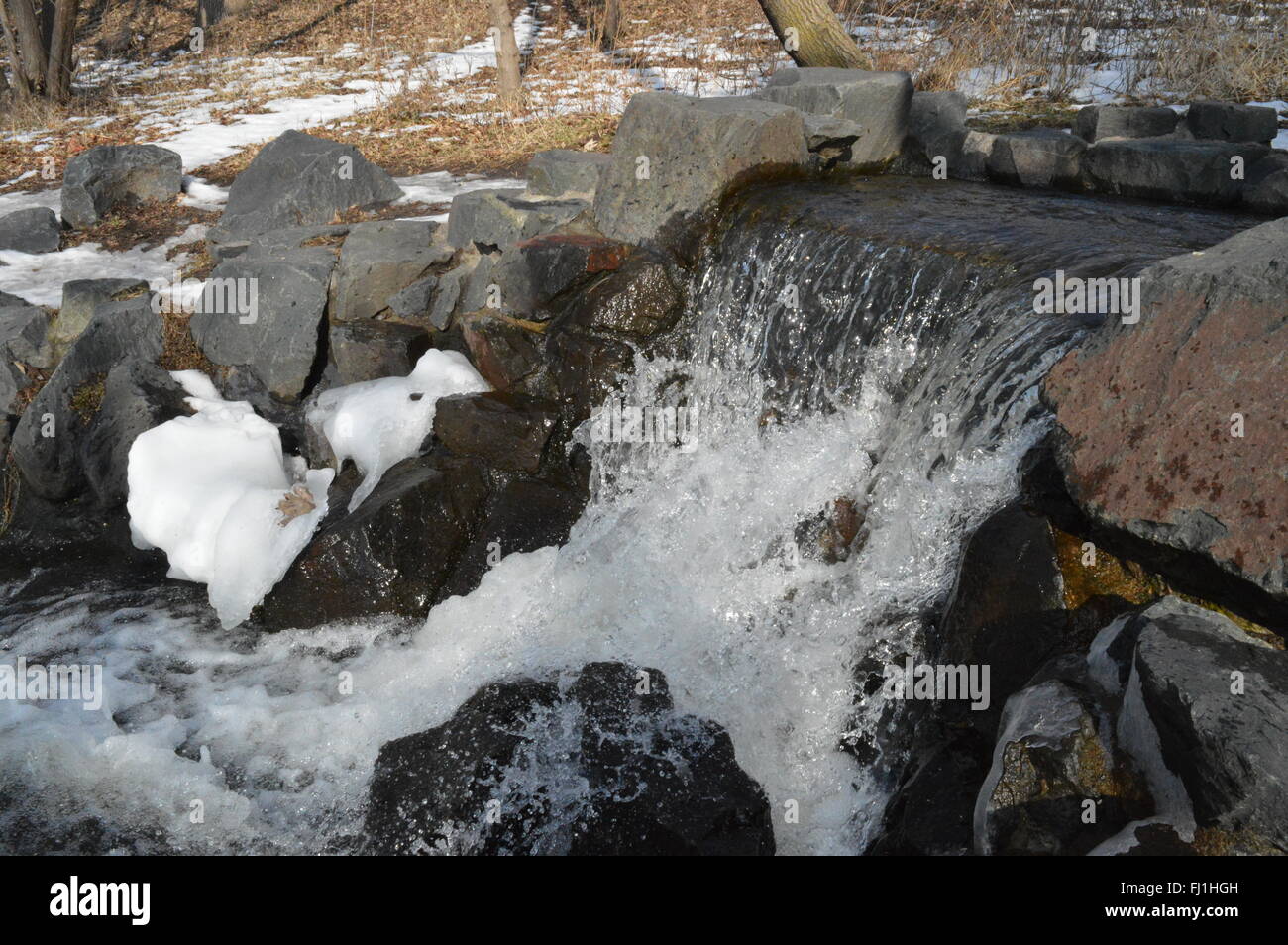 Waterfall During Winter Stock Photo - Alamy