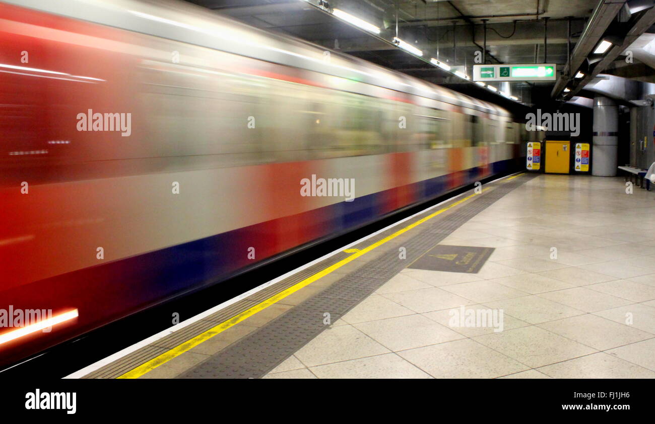 Train arriving at a tube station, London, United Kingdom Stock Photo ...