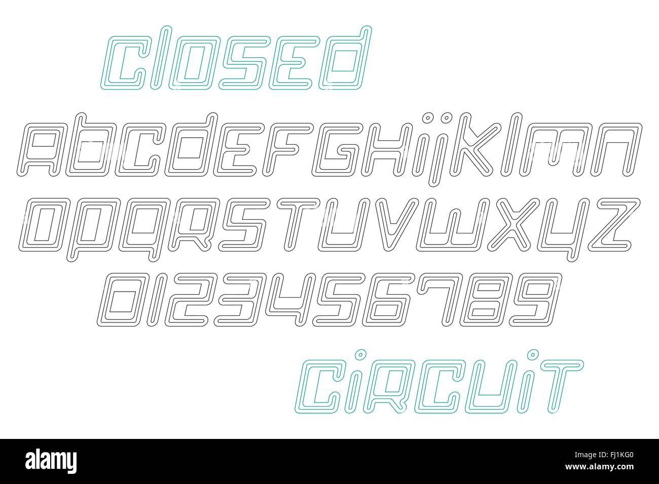 set of thin line, slanted alphabet letters and numerals. vector font ...