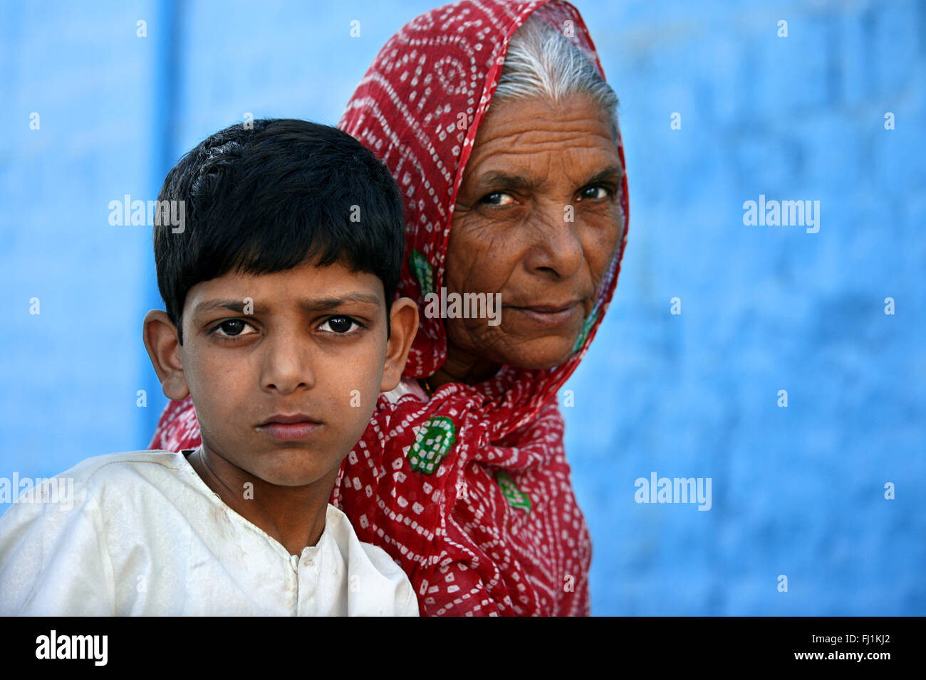 Grandmother and her grandson in Jodhpur , India Stock Photo - Alamy