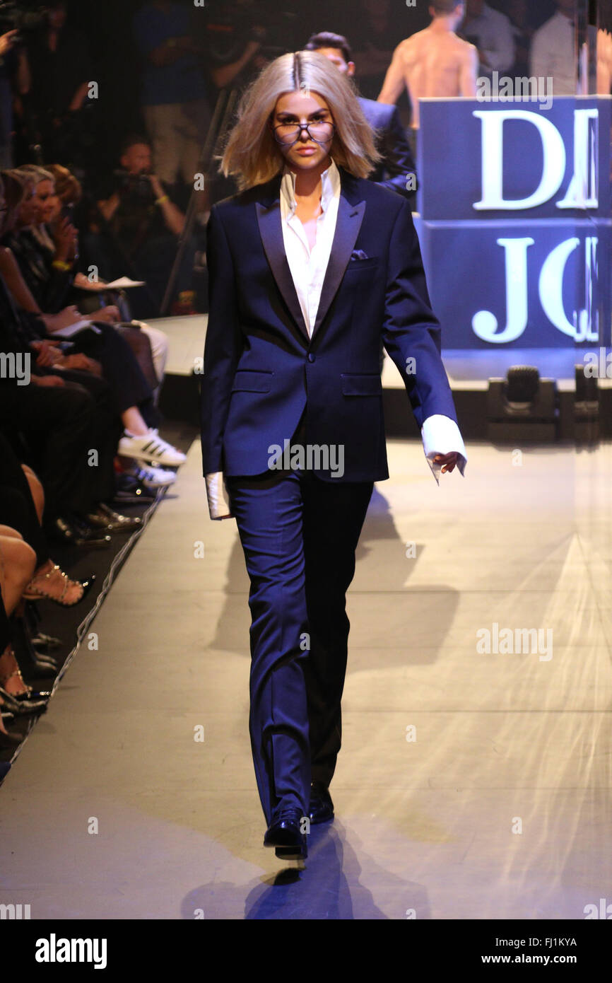 Sydney, 3 Feb 2016. A model wearing Ted Baker during a rehearsal ahead ...