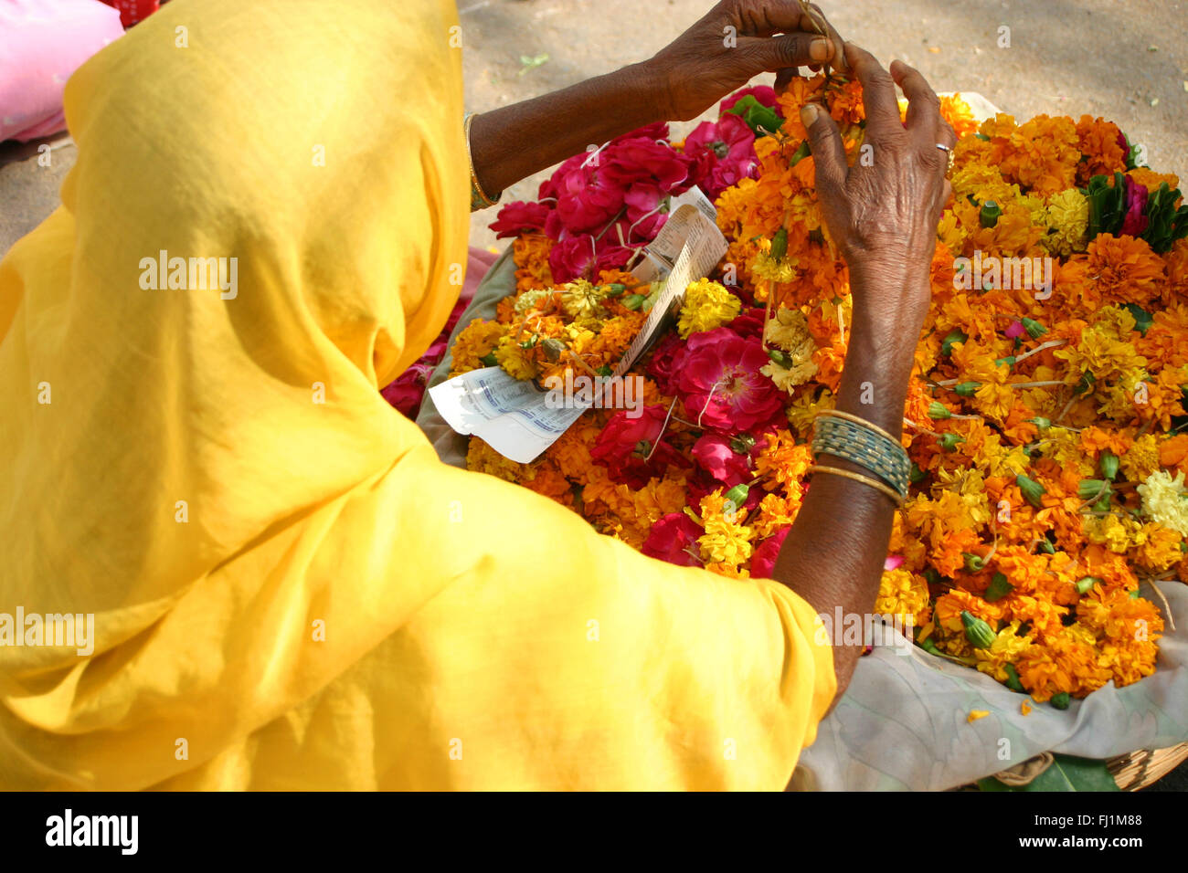 India yellow flowers hi-res stock photography and images - Alamy