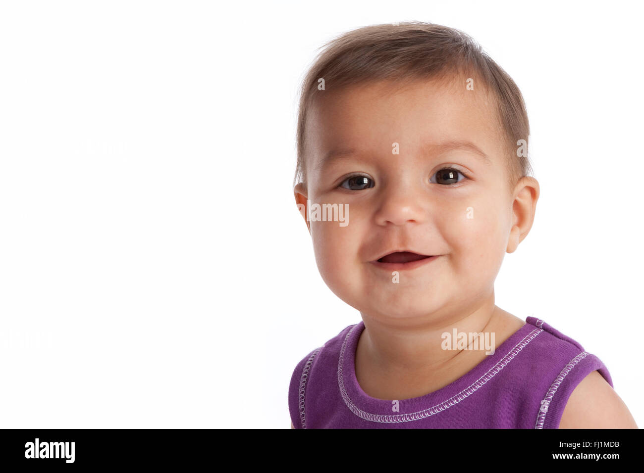 Portrait of a happy baby girl on white background Stock Photo - Alamy