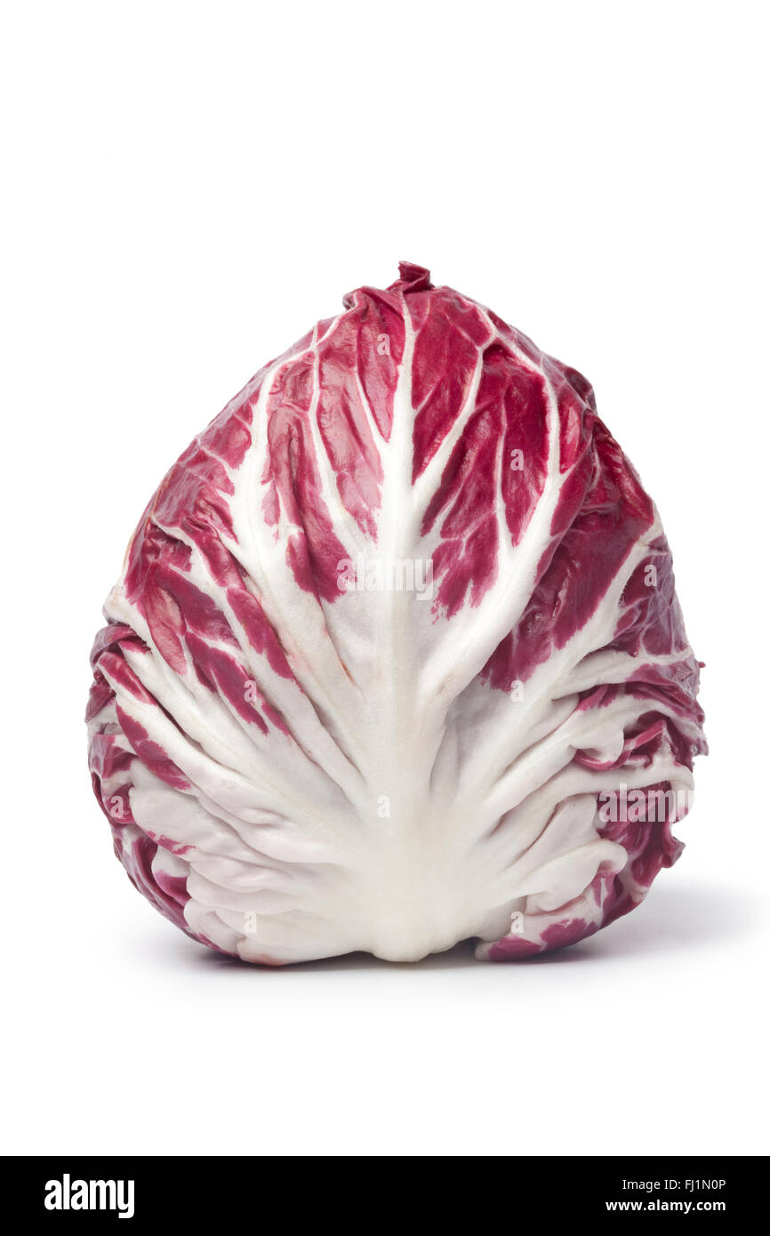 One whole fresh red Radicchio rosso on white background Stock Photo - Alamy