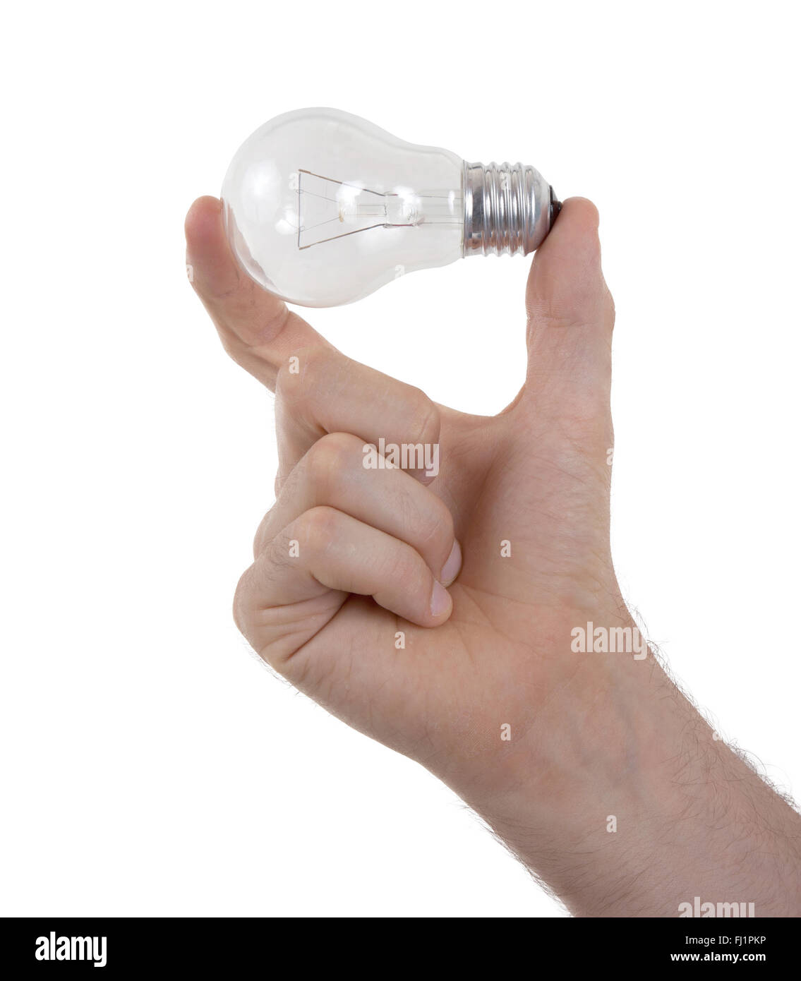 Hand holding an light bulb isolated on white background Stock Photo - Alamy