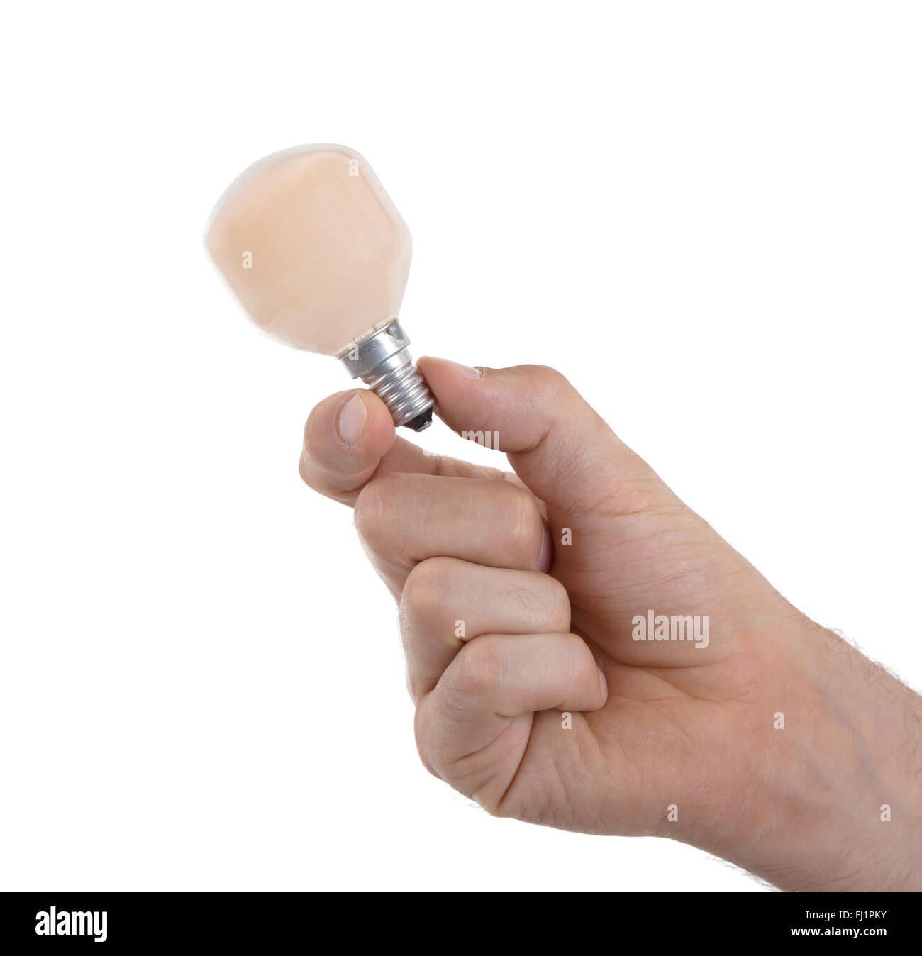 Hand holding an light bulb isolated on white background Stock Photo - Alamy