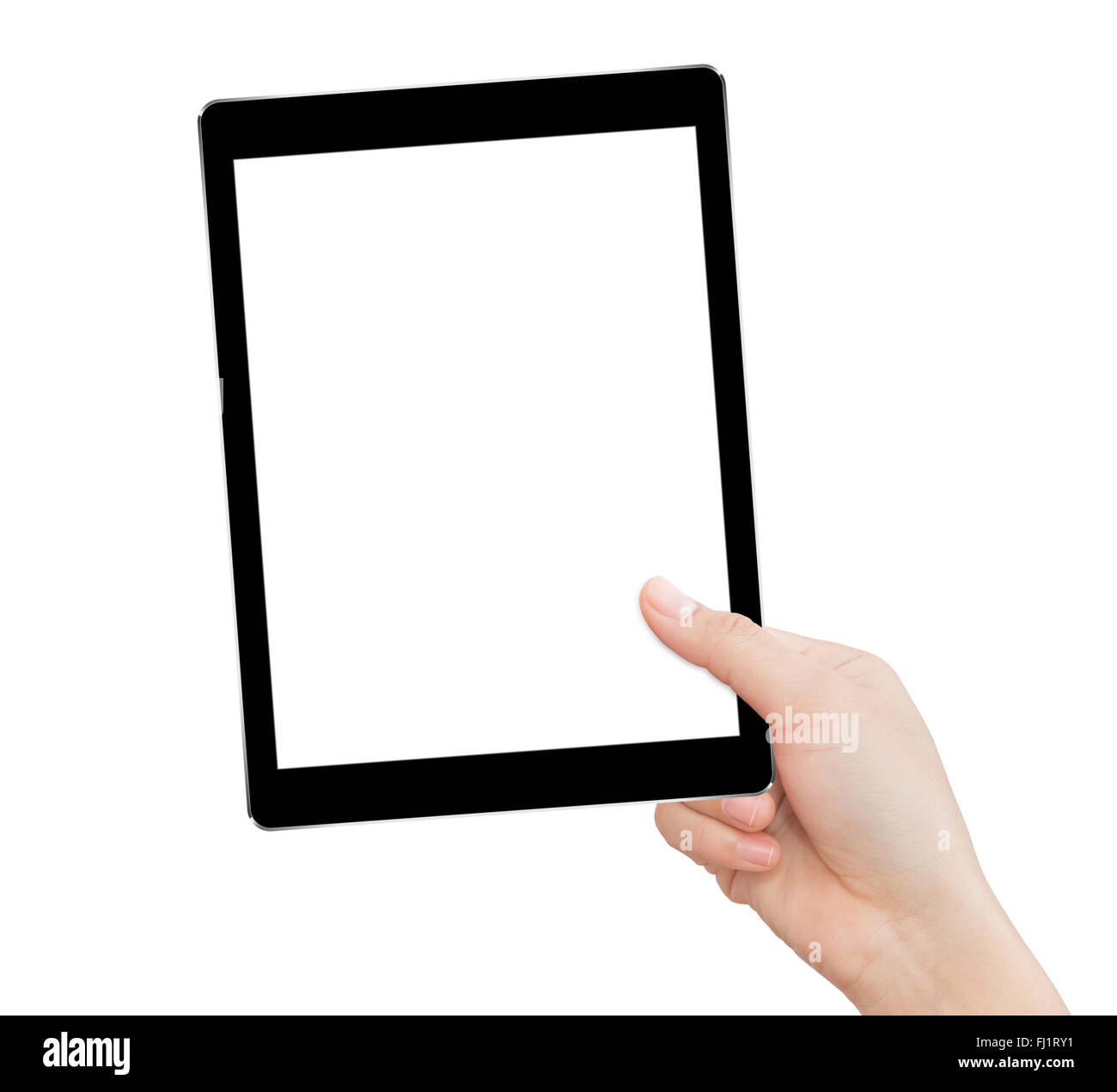 hand holding tablet similar to ipades style isolated inside Stock Photo ...