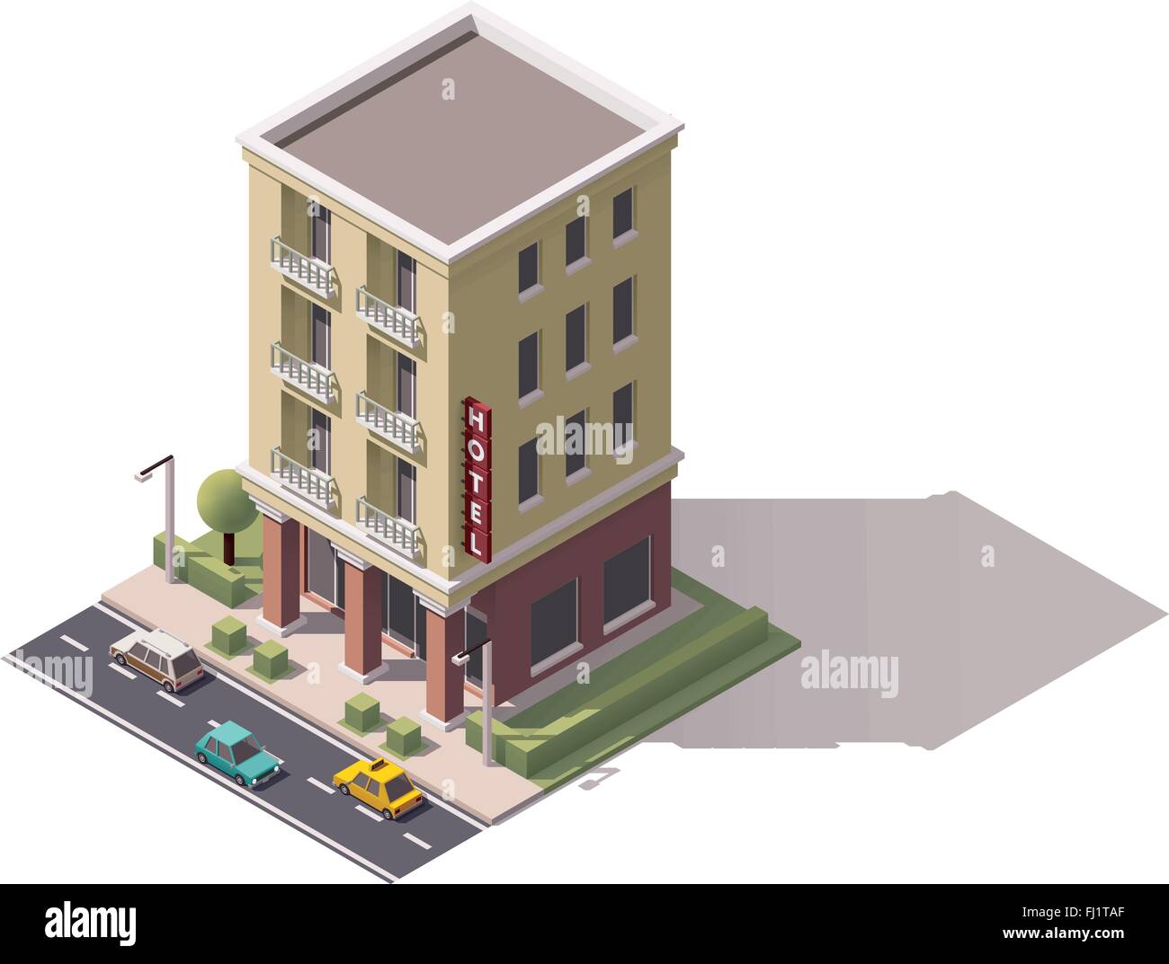 Vector isometric hotel building Stock Vector Image & Art - Alamy