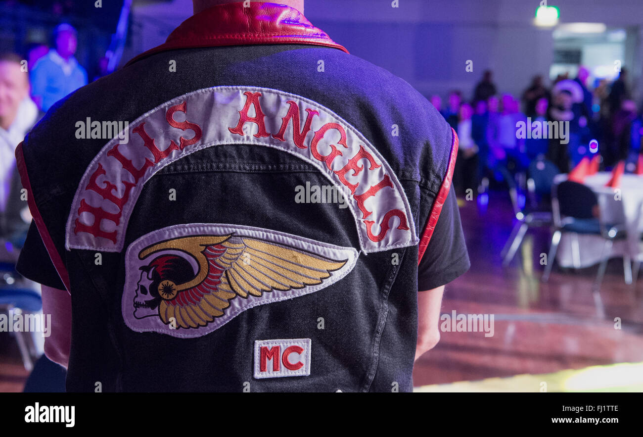 Offenbach, Germany. 26th Feb, 2016. Members of the biker group Hells ...
