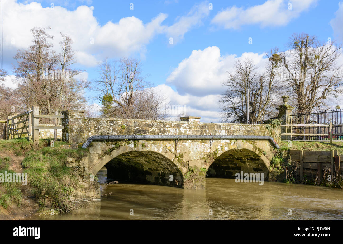 18th century bridge over River Rother at Cowdray Estate, Midhurst, West ...