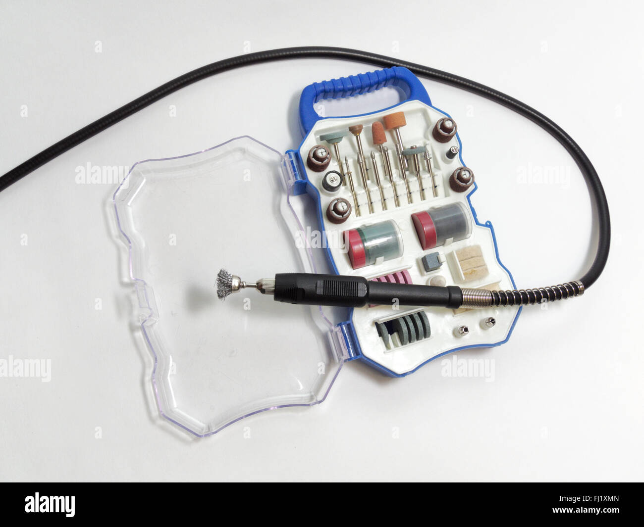 flexible shaft and set of grinding tools in the plastic box Stock Photo ...