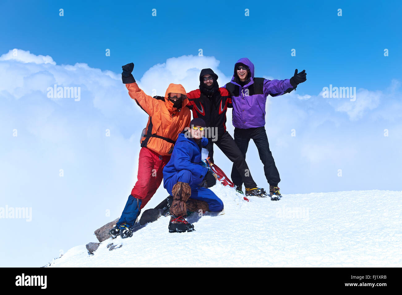 Group of hikers in the mountain Stock Photo - Alamy
