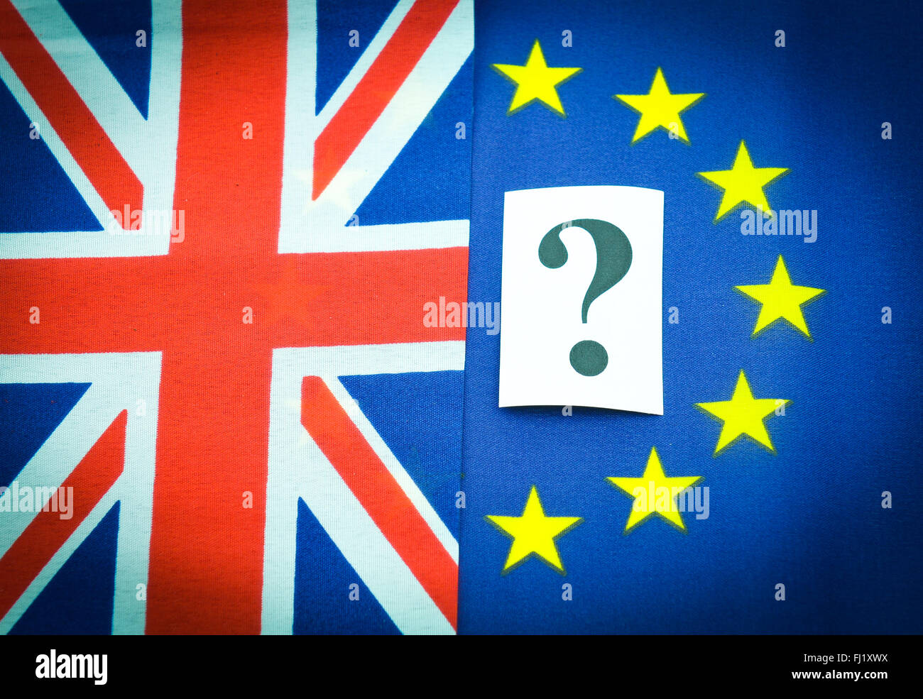 EU and UK uncertainty concept with flags and question mark Stock Photo ...