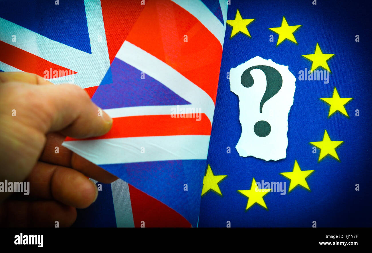 Brexit UK EU referendum concept with flags and topical message Stock ...