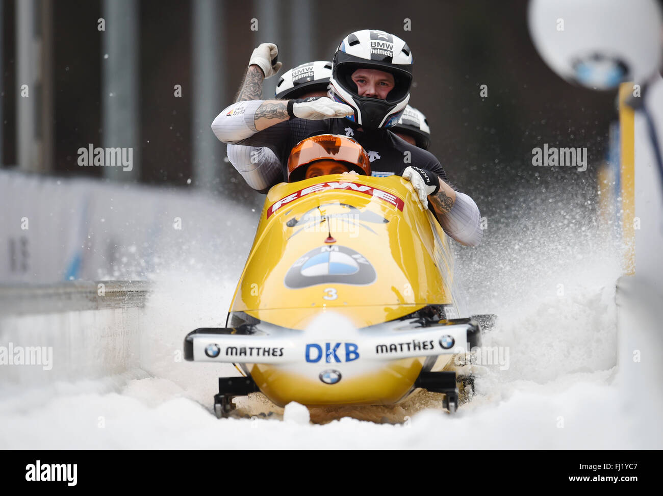 Koenigssee, Germany. 28th Feb, 2016. German bobsled pilot Maximilian ...
