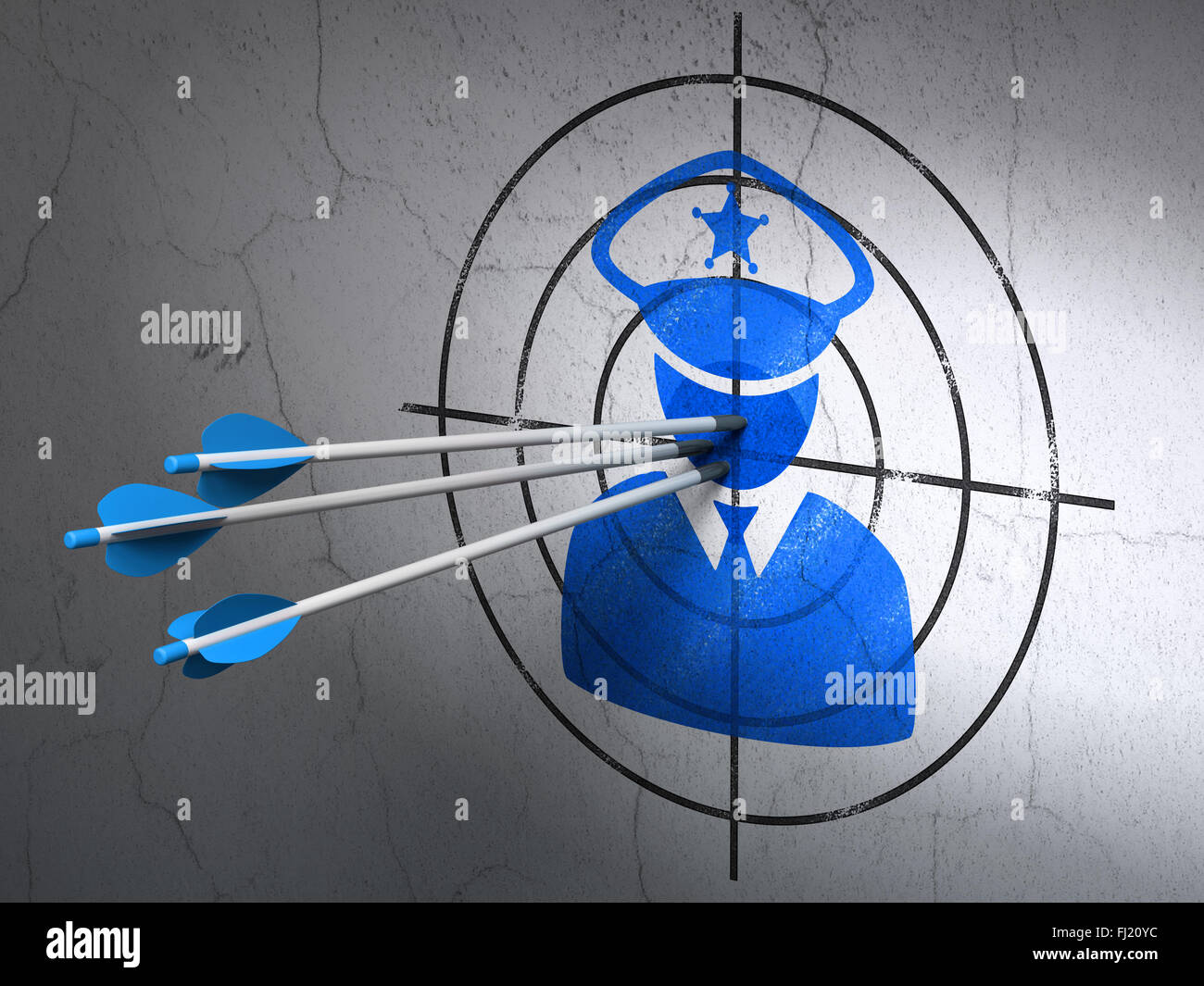 Law concept: arrows in Police target on wall background Stock Photo - Alamy