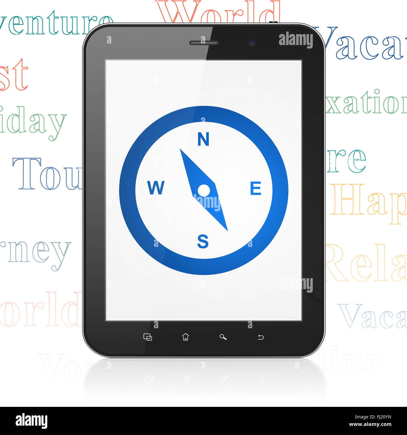 Vacation concept: Tablet Computer with Compass on display Stock Photo ...
