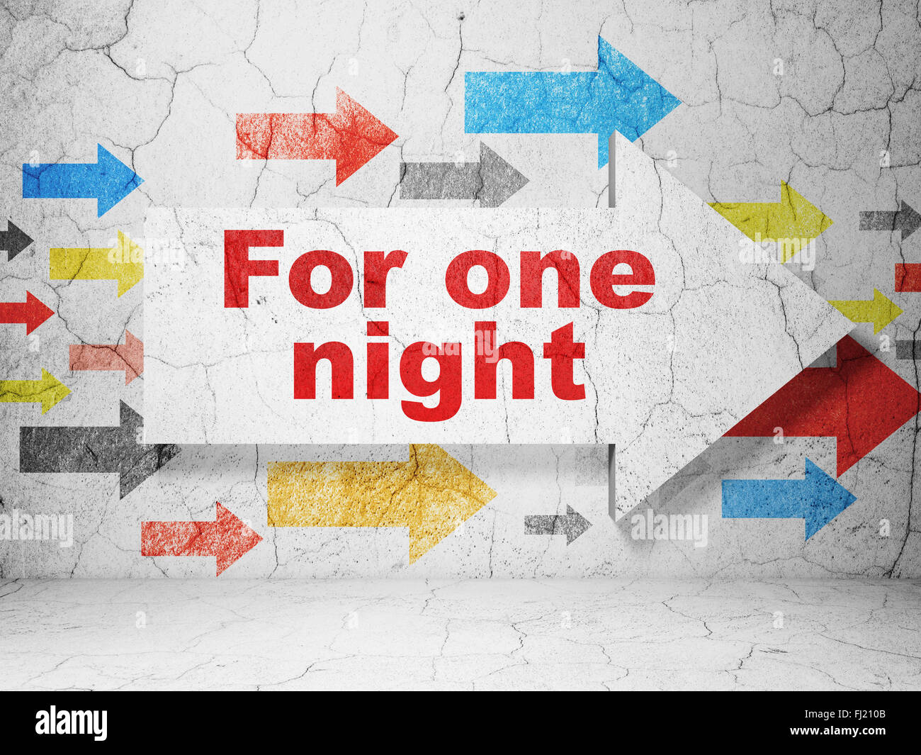 Vacation concept: arrow with For One Night on grunge wall background ...