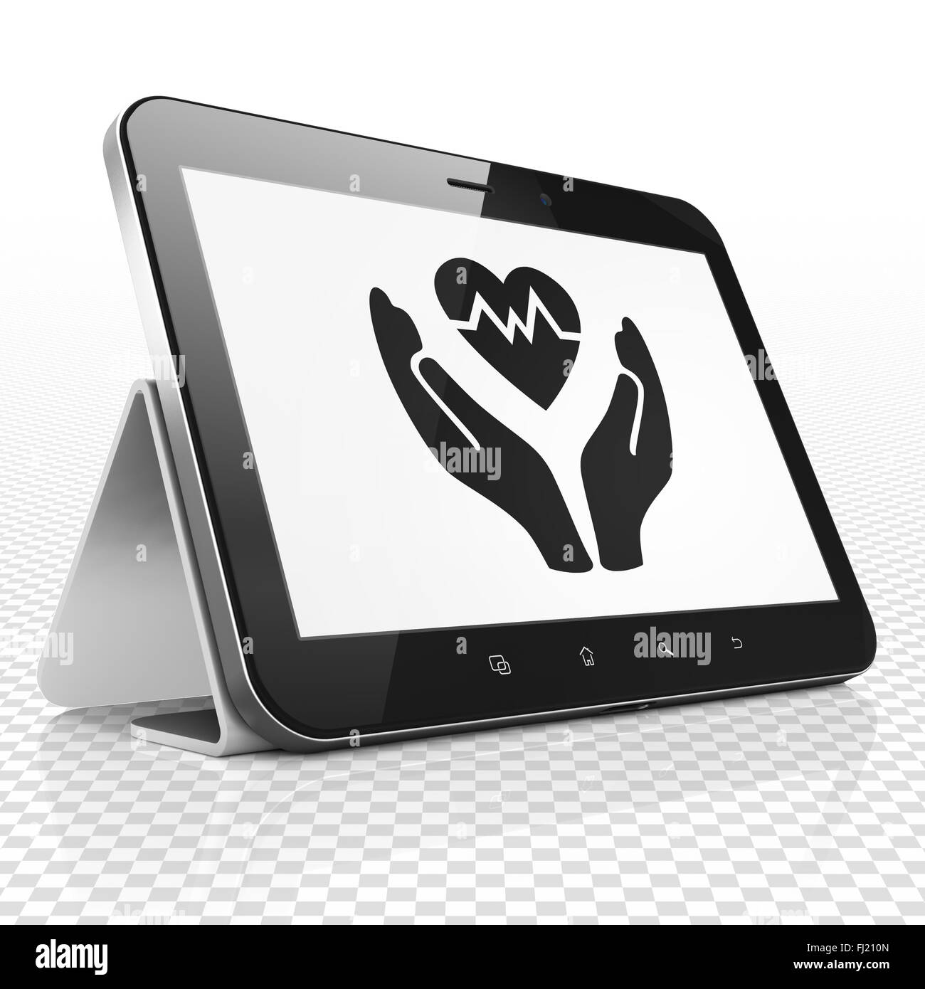 Insurance concept: Tablet Computer with Heart And Palm on display Stock ...