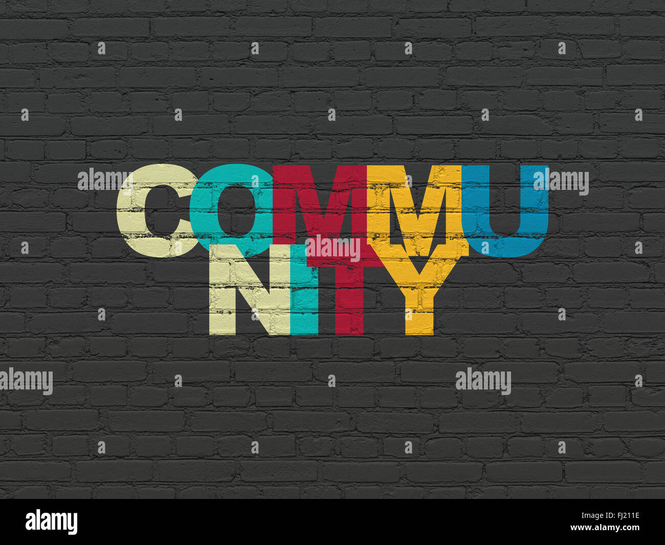 Social network concept: Community on wall background Stock Photo - Alamy